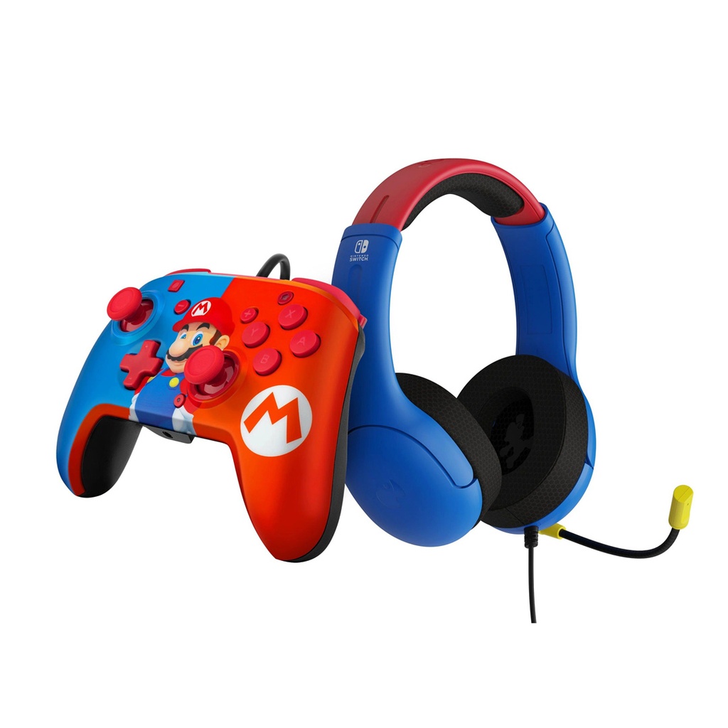 PDP Airlite Mario Dash Headset And Wired Controller Bundle For NS LITE ...